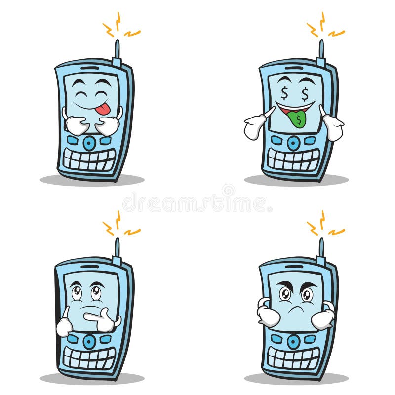 Collection Set of Phone Character Cartoon Style Stock Vector ...