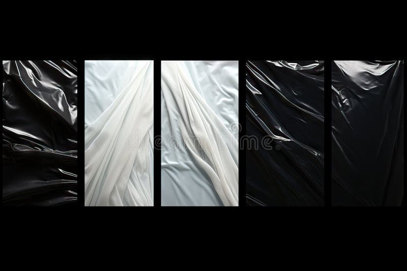 Collection Set of Plastic Wrap Texture for Overlay. Wrinkled Stretched ...