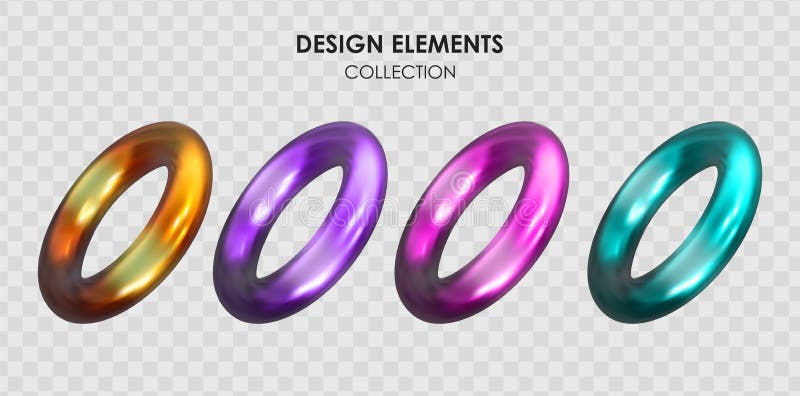 Collection Set of Realistic 3d Render Metallic Color Gradient Geometric ...