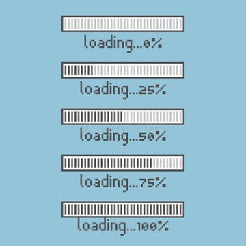 Collection Set of Retro Game 8bit Pixel Art Loading Process Progress ...