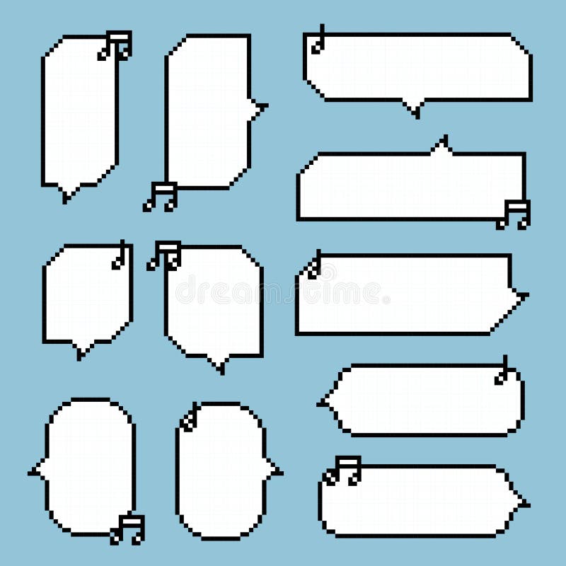 Pixel Art 8-bit Set of Musical Notes - Isolated Vector Illustration ...