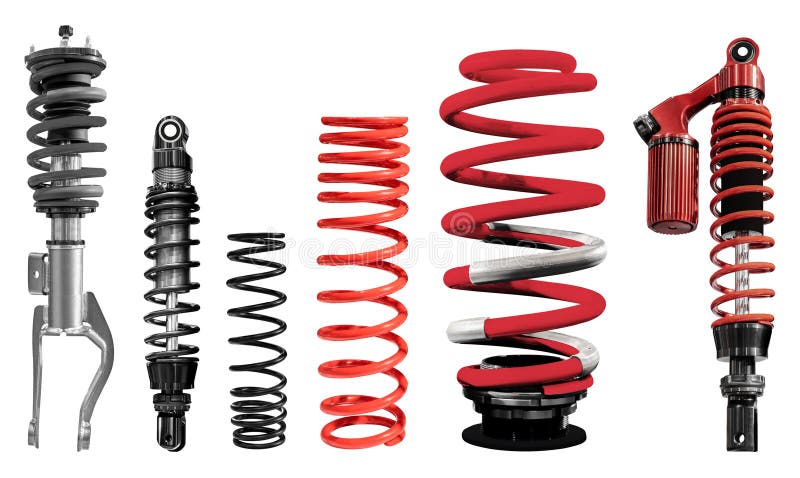 Collection Set Shock Absorber Spring Isolated on White Background with ...