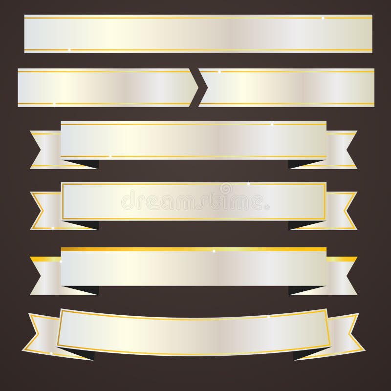 Collection Set of Silver Ribbons Banners Stock Illustration ...