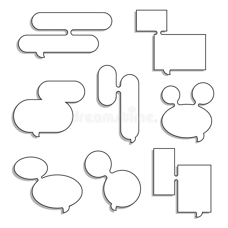 Collection Set of Simple Black and White Speech Bubble Balloon, Text ...