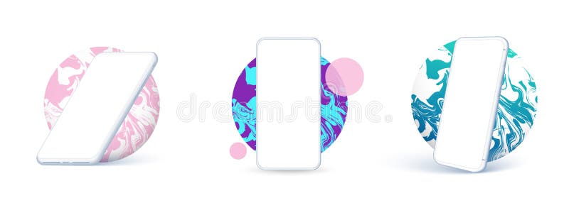 Collection or Set of Smartphones on an Abstract Background with White ...