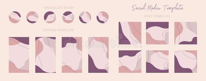 Collection Set of Social Media Post Stories and Highlight Icon Template ...