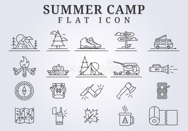 Collection Set of Summer Camp Line Icon Illustration Design Stock ...