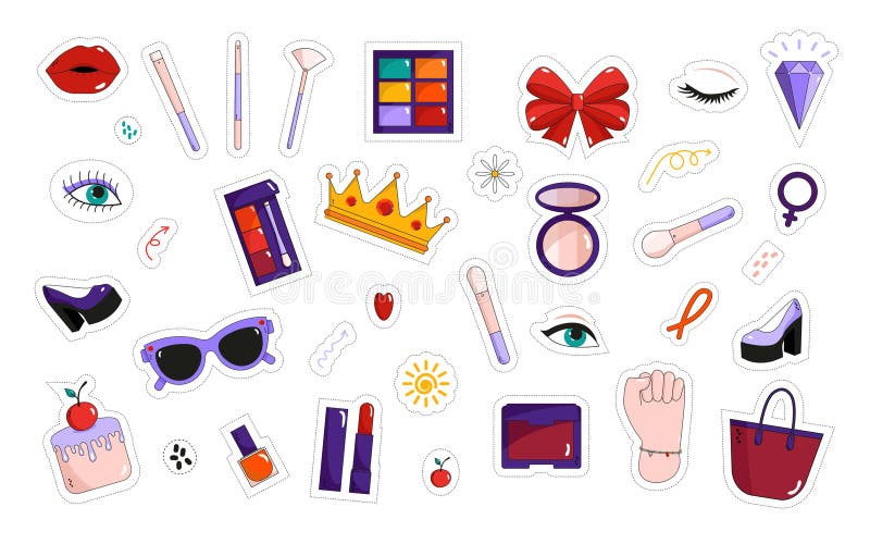Collection Set Of Stickers Symbols And Associations Of Feminism Women