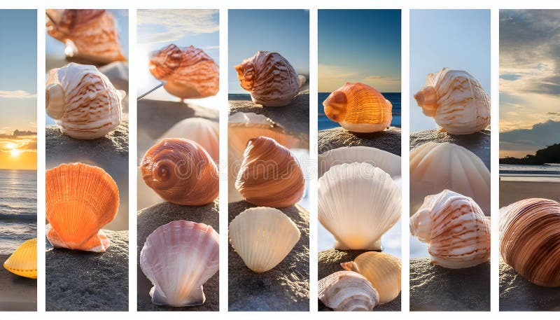 Collection Set of Tranquil Shell on Digital Art Concept, Generative AI ...