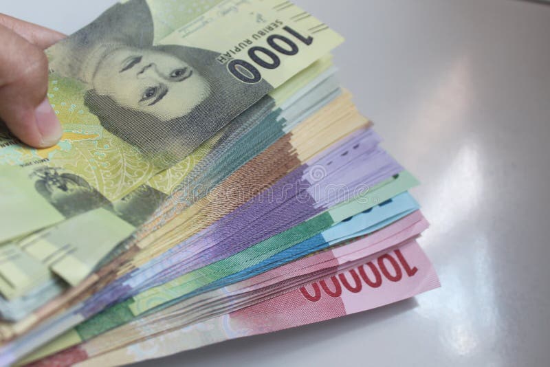 Many Rupiah Bills on a White Background Stock Image - Image of design ...