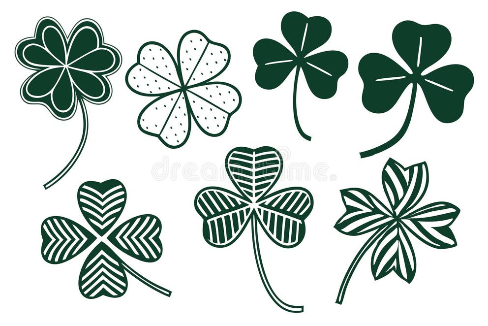 A Collection of Shamrock Silhouettes in Various Shapes and Sizes Stock ...