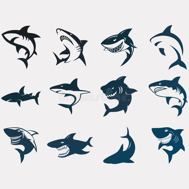 Collection of shark logos stock vector. Illustration of symbol - 313216707