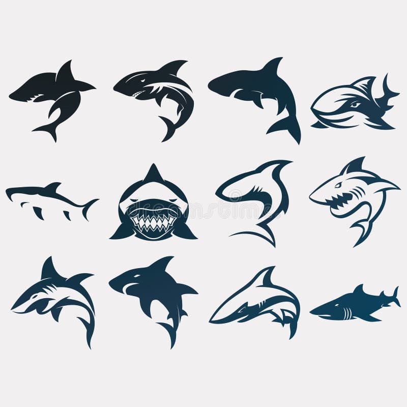 Collection of shark logos stock vector. Illustration of design - 313216720