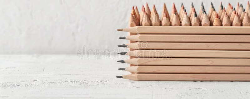 A Collection of Sharpened Wooden Pencils Arranged in Neat Rows on a ...