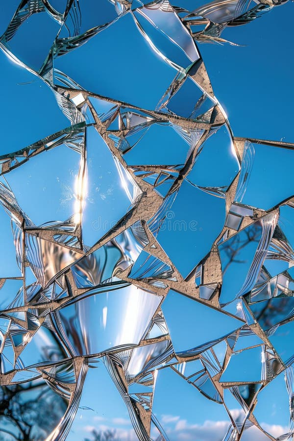 Collection of Shattered Glass Mirrors Piled High on a Surface Stock ...