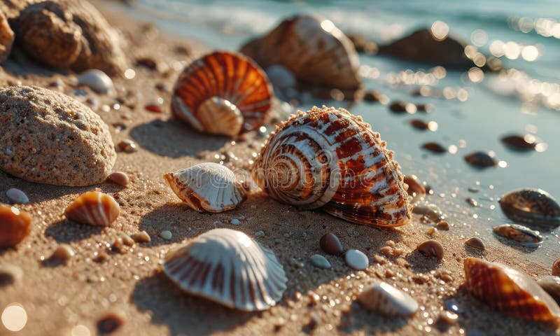 A Collection of Shells are on the Beach, Including a Few that are ...