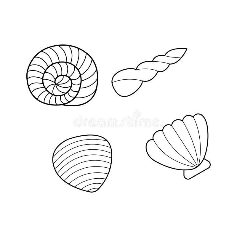 Collection of Shells Vector Icons. Pearl Shell Illustrstions Isolated ...