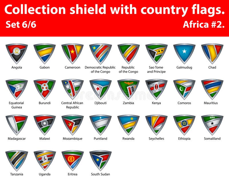 Collection Shield with Country Flags. Part 6 of 6 Stock Vector ...