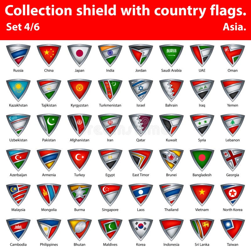 Collection Shield With Country Flags. Part 4 Of 6 Stock Vector ...