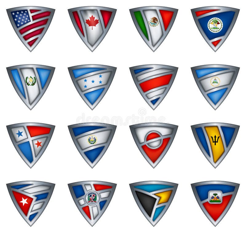 Collection Shield with Flag of the America Stock Vector - Illustration ...