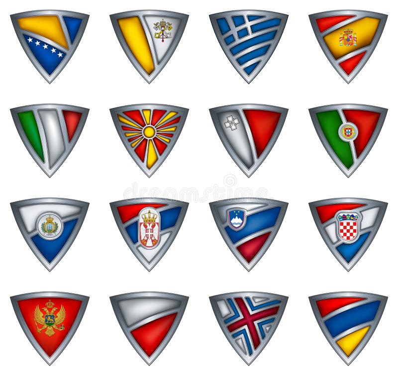 Collection Shield with Flag of the Europe Stock Vector - Illustration ...