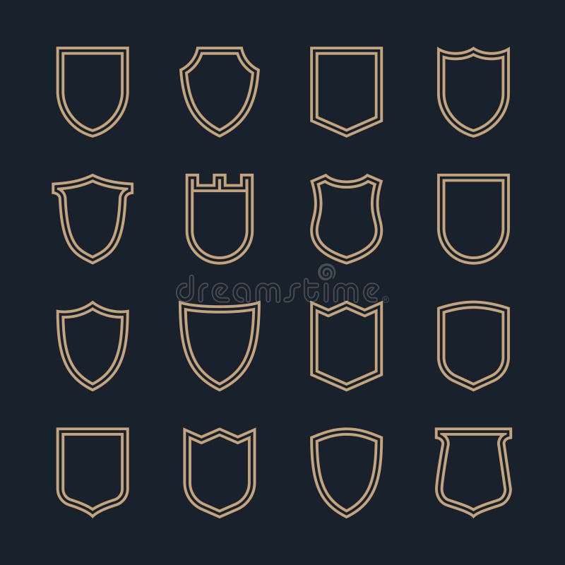 Collection of Shield Icon Vector Template Double Outline Stock Vector ...