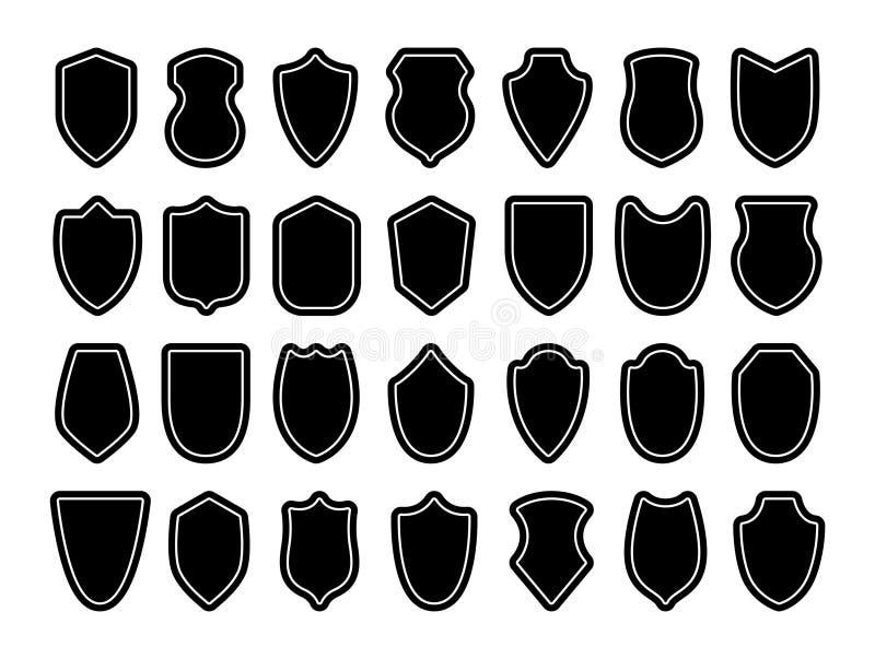 Collection Shield Shapes with Checkmarks, Representing Safety, Security ...