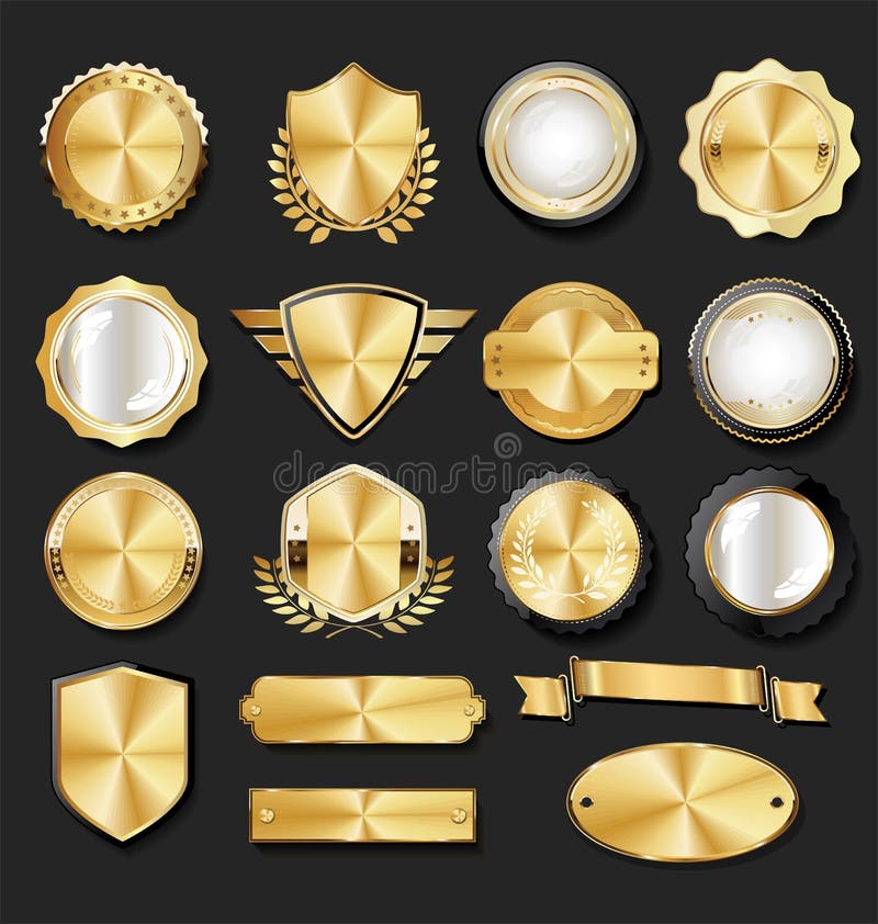 Collection of Shields Badges and Labels Retro Style Stock Illustration ...