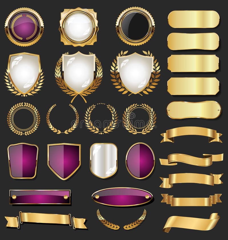 Collection of Shields Badges and Labels Retro Style Stock Vector ...