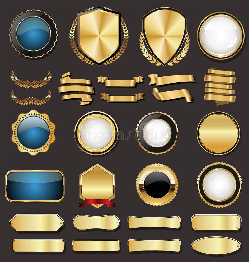 Collection of Shields Badges and Labels Retro Style Stock Vector ...