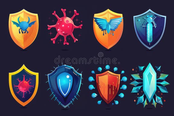 A Collection of Shields with Different Designs. Ideal for Historical or ...