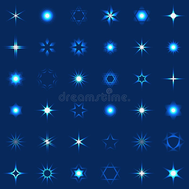 Collection of Shining Stars and Sparkles Stock Vector - Illustration of ...