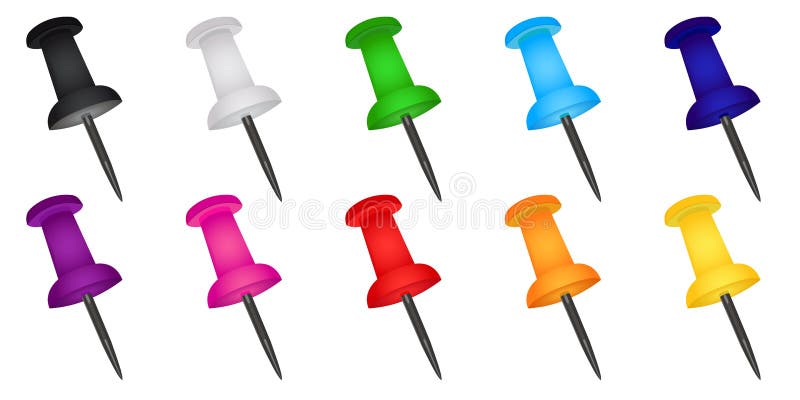 Collection of Shiny Colorful Office Pins. Flat Vector Illustration ...