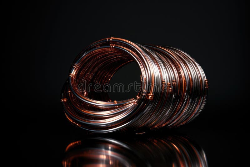 A Collection of Shiny Copper Rings Stacked Neatly on a Tabletop Surface ...