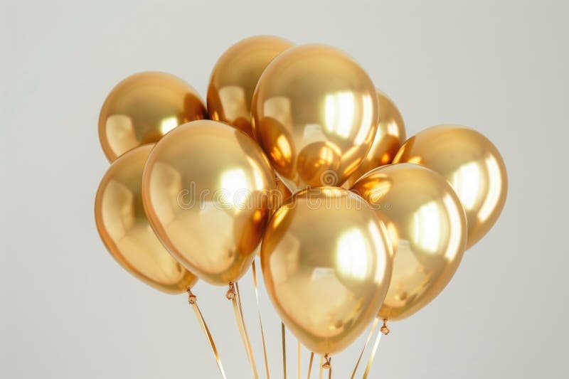 A Collection of Shiny Gold Balloons Floating in a Decorative Vase Stock ...