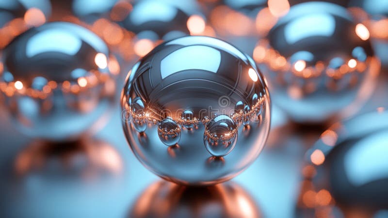 Reflective Metallic Spheres Arranged Closely Together on a Surface with ...