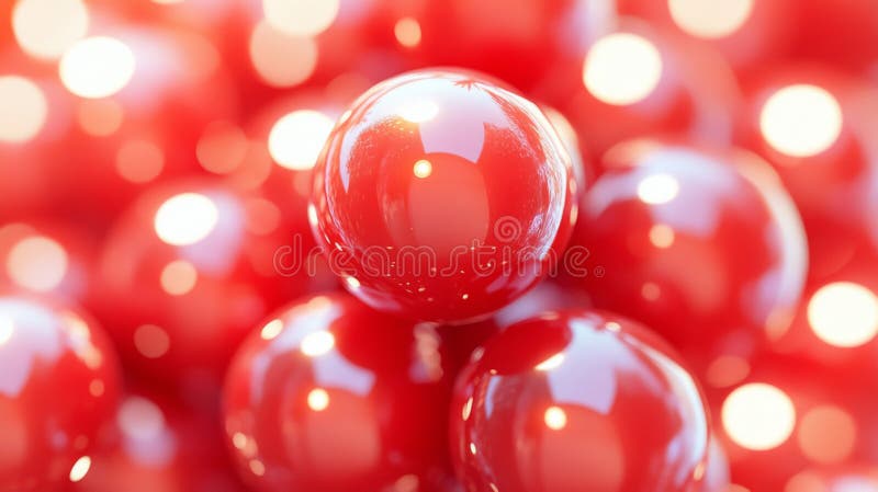 A Collection of Shiny Red Spheres Glowing Brightly Stock Illustration ...