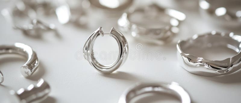 Collection Shiny Silver Rings Displayed Table Stock Photos - Free ...