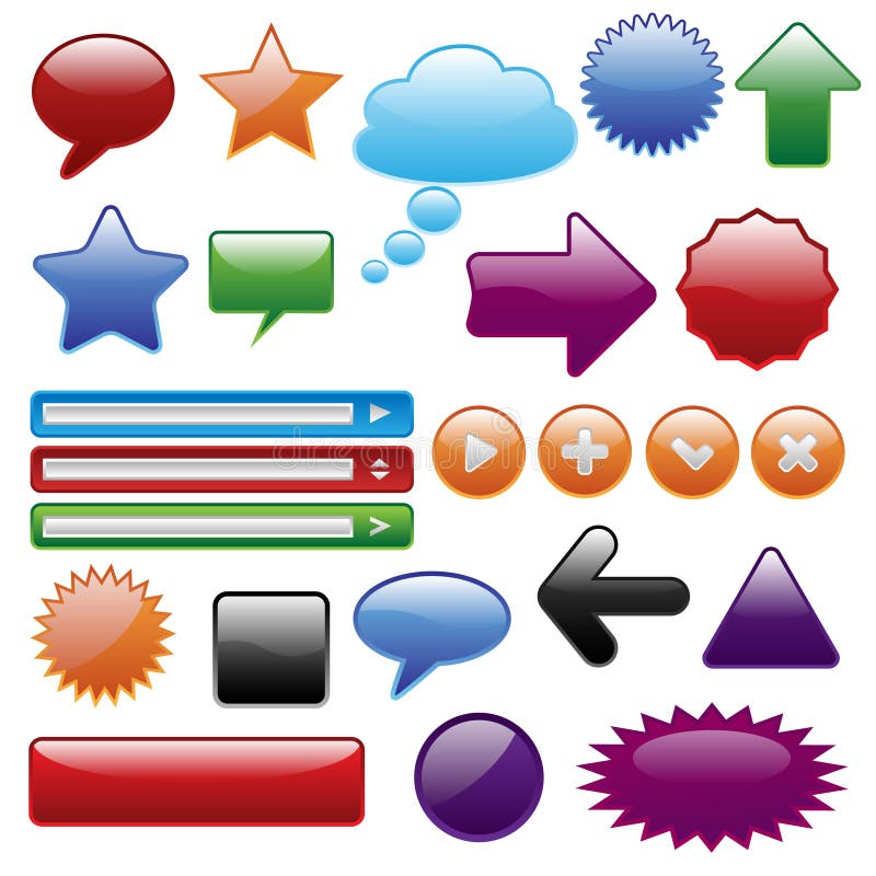 Shiny Web Elements Collection Stock Vector - Illustration of shadow ...