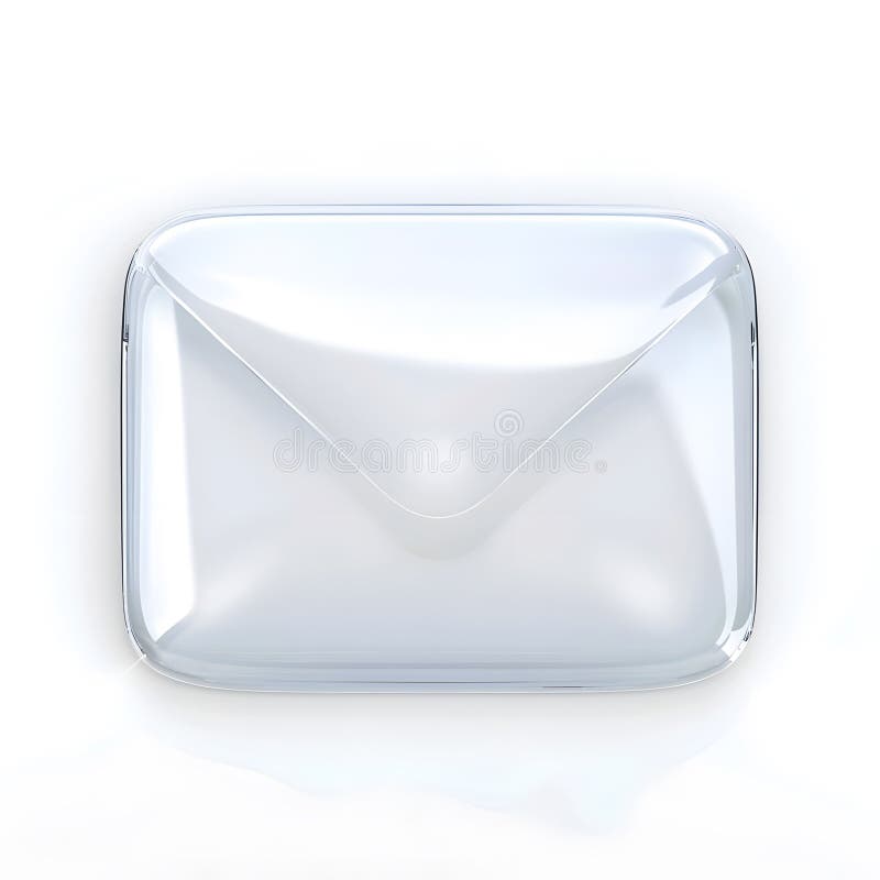 Silver Envelope Icon Set, Glossy White Metallic Background Stock ...