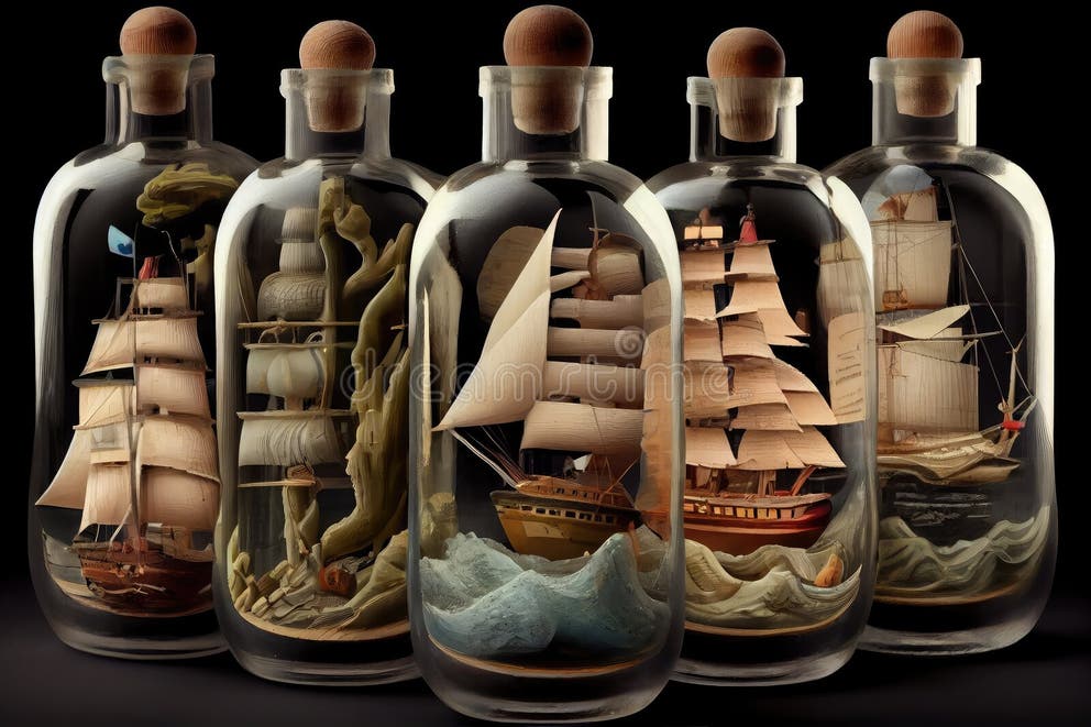 Collection of Ship Models in Bottles, Each One Unique and Different ...