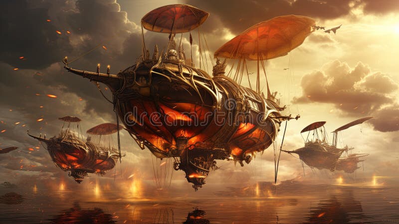 Group of Ships Floating on Top of a Body of Water Stock Image - Image ...