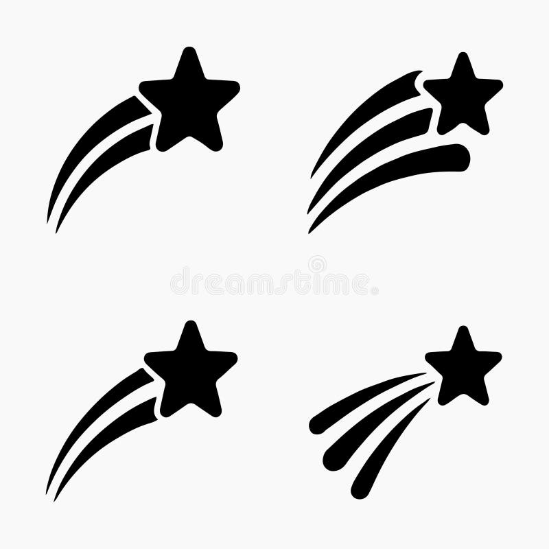 Collection of Shooting Star Icons for Space and Universe Design Stock ...