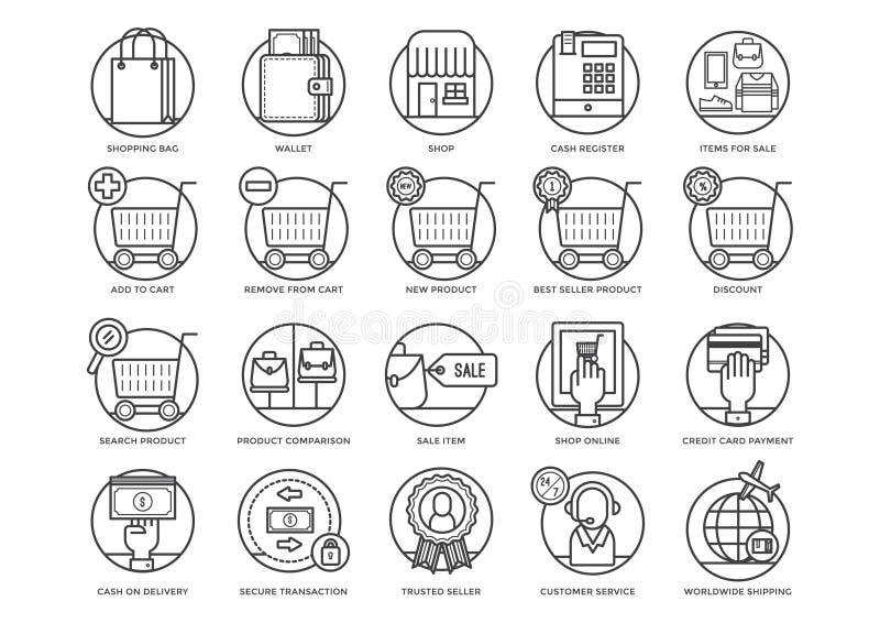 Collection of Shopping Icons. Vector Illustration Decorative Background ...