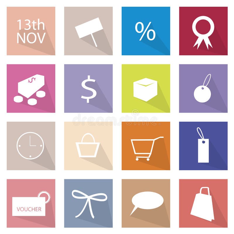 Collection of 16 Shopping Item Icons Banner Stock Vector - Illustration ...