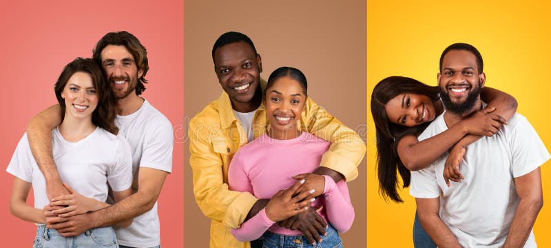 Diverse Couples Celebrating Love and Happiness in a Vibrant Collage ...