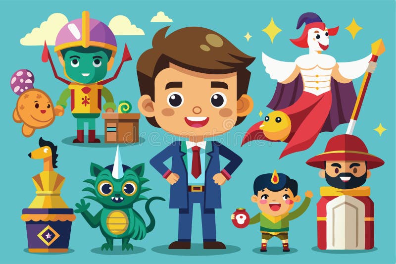 A Collection Showcases Playful Cartoon Characters in Various Roles ...