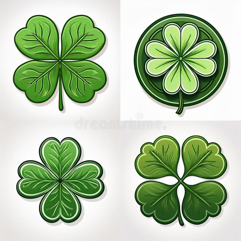 Unique Clover Designs Featuring Three and Four Leaf Patterns Stock ...