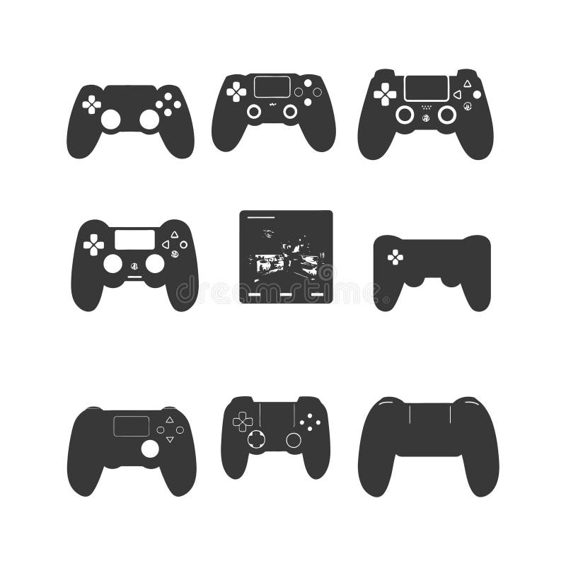 Collection of Nine Gaming Controller Icons a Set of Diverse Gamepad ...