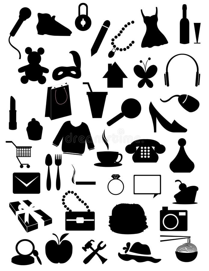 Household Silhouettes Items Stock Vector - Illustration of mirror, vase ...